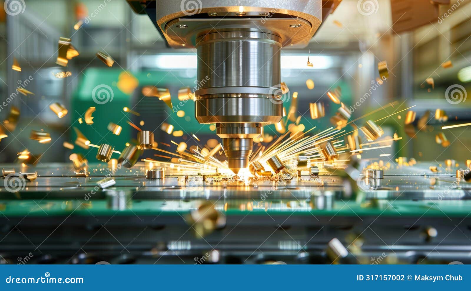 Dynamic Cnc Machine Drill Head in Action on Green Screen Precision and ...