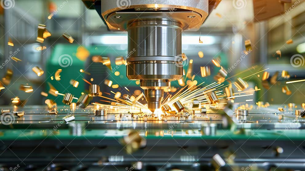 Dynamic Cnc Machine Drill Head in Action on Green Screen Precision and ...