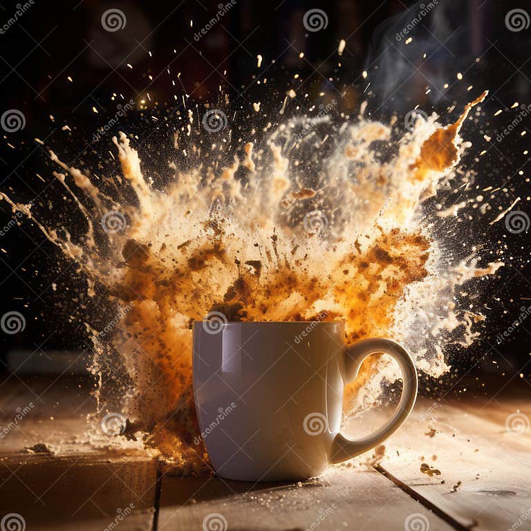 Dynamic Coffee Explosion: a Burst of Caffeine Energy Stock Illustration ...