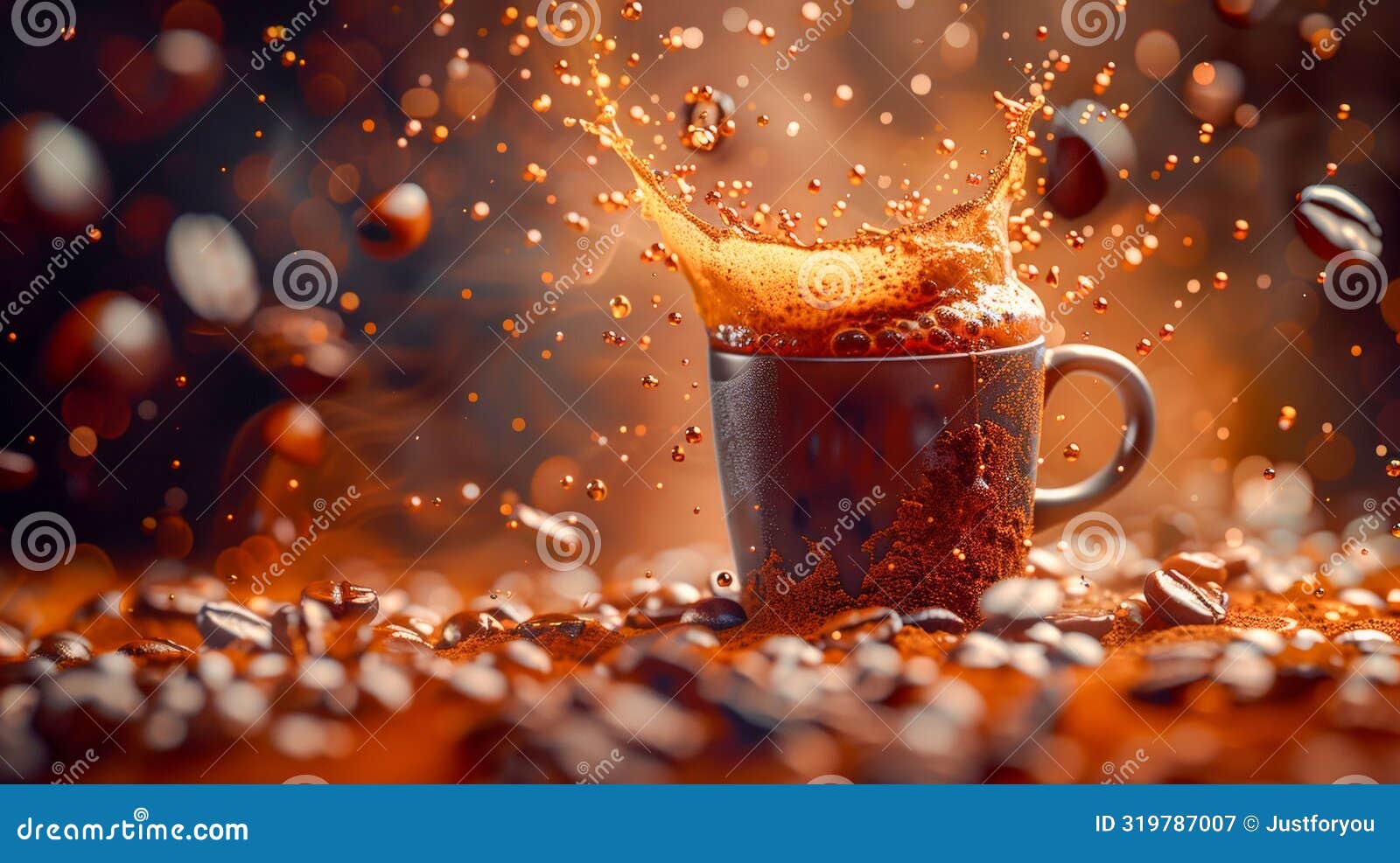 Dynamic Coffee Splash with Beans. Generative Ai Stock Illustration ...