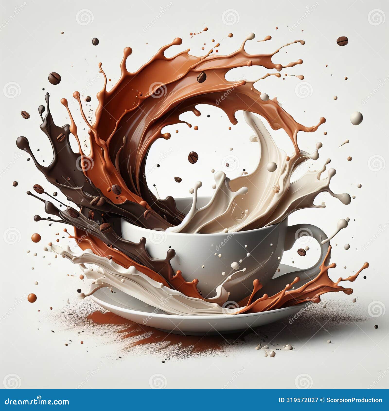 Dynamic Coffee Splash in Cup Stock Illustration - Illustration of ...