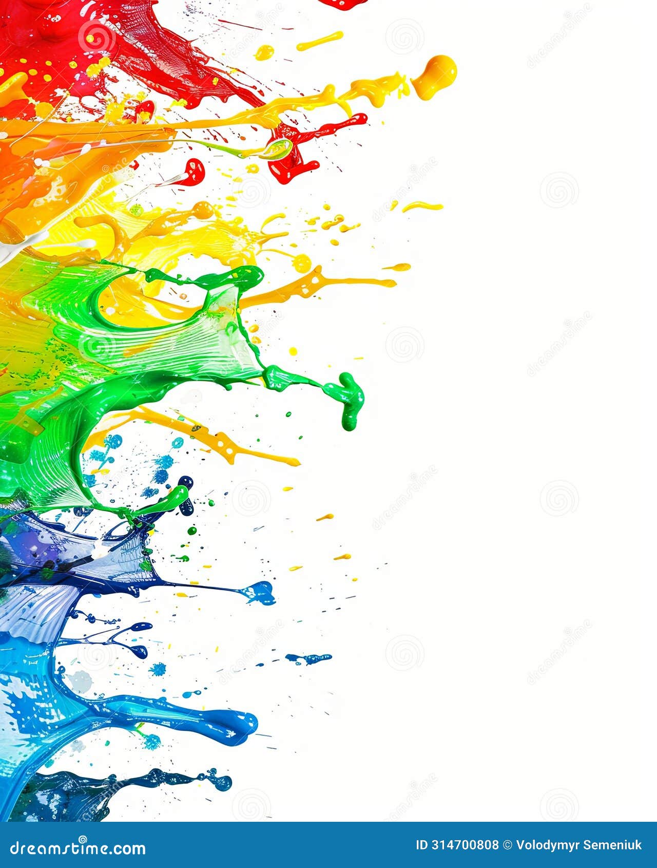 Dynamic Color Collision Paint Splashes on White Background Stock ...