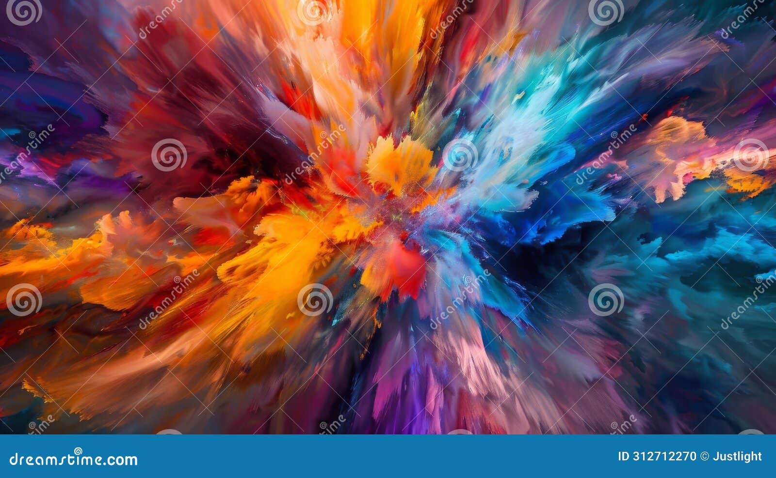 Dynamic Color Flows Exploding from a Central Source Creating a Sense of ...