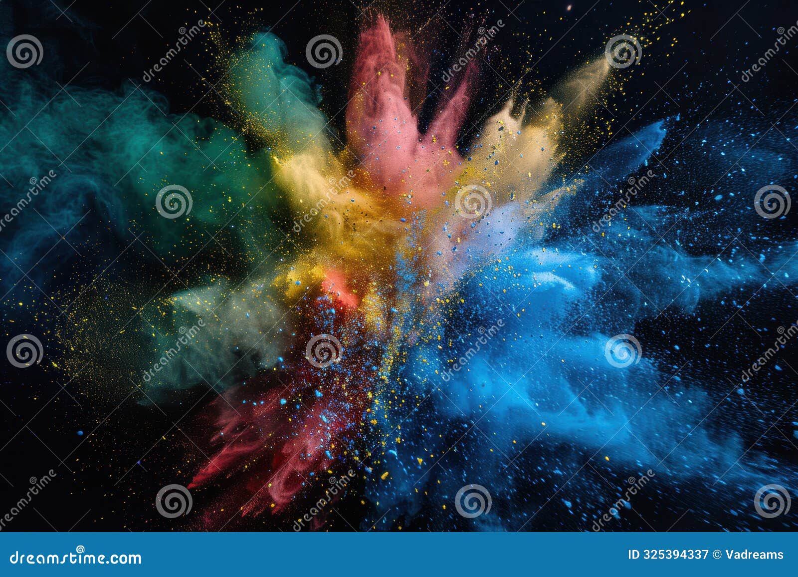 Dynamic Colored Powder Explosion. Rainbow Colors Dust Background Stock ...