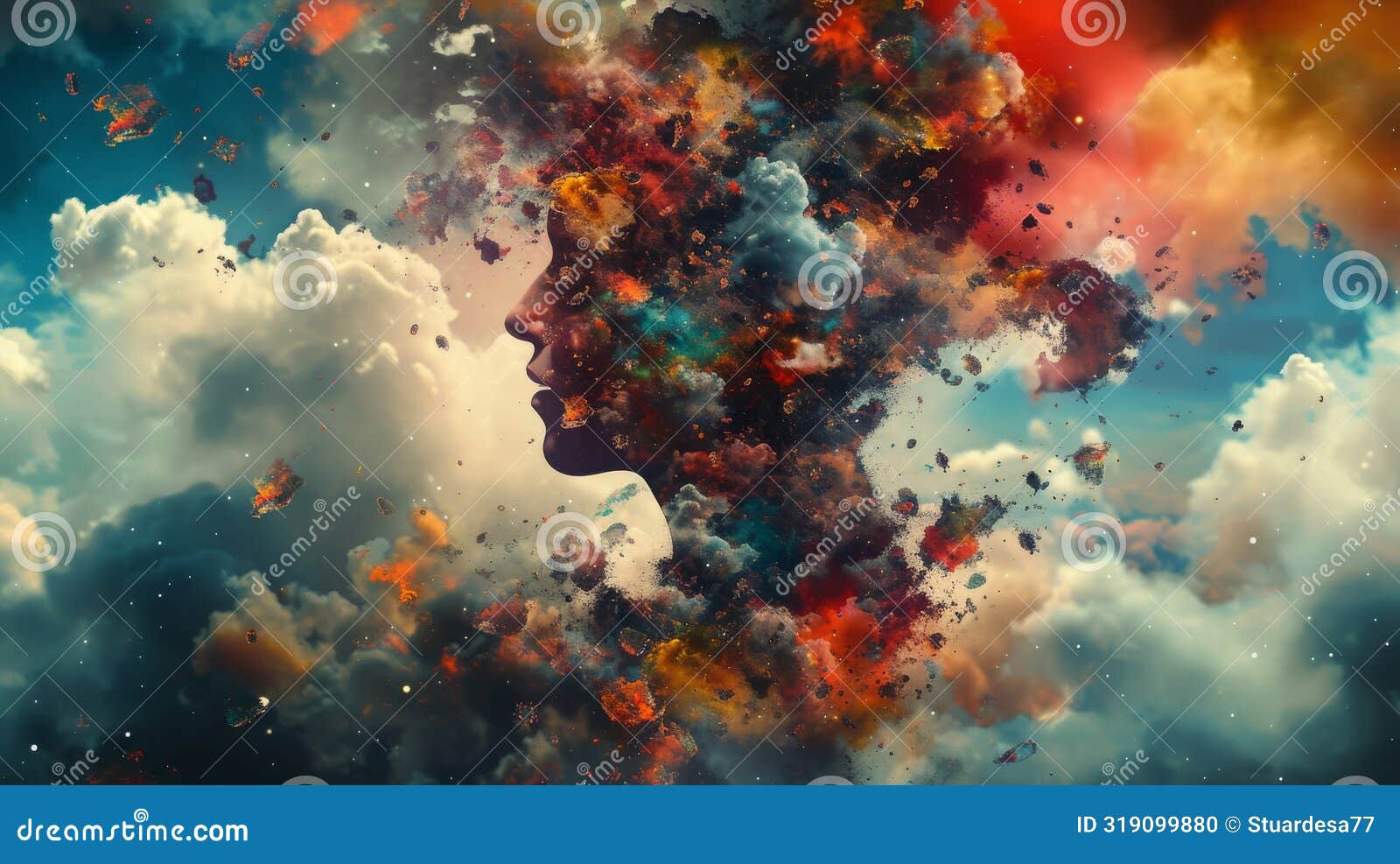 Vibrant Portrait of Woman with Exploding Colors Stock Photo - Image of ...