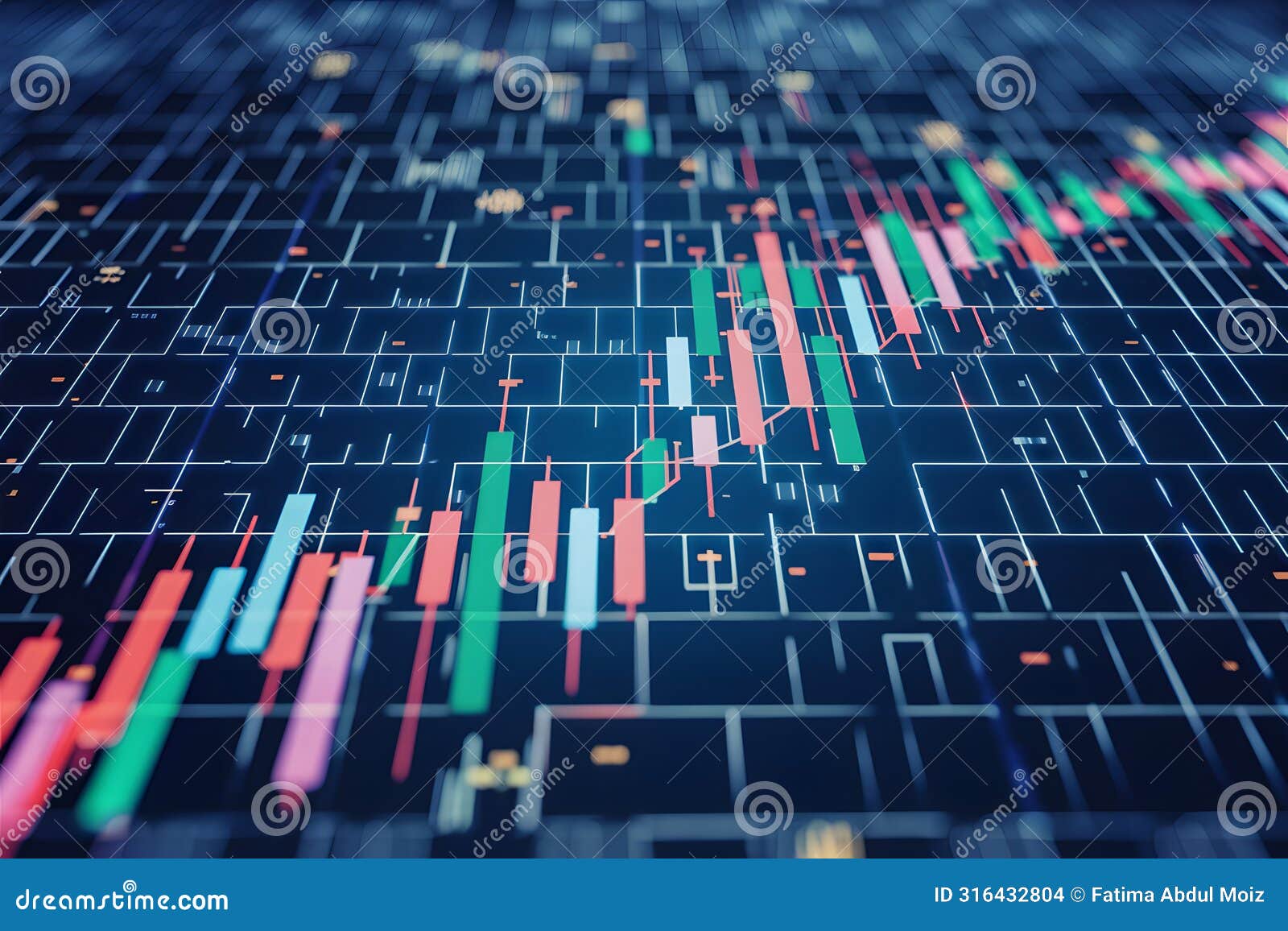 Dynamic, Colorful Digital Bar Chart on Grid Like Background, Resembling ...