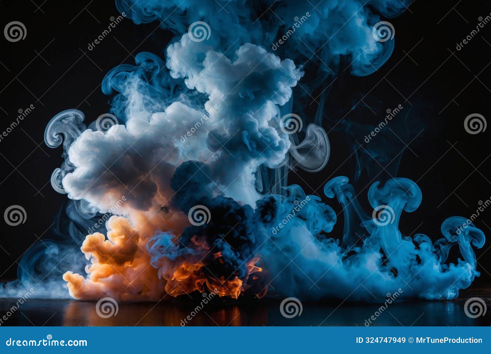 A Dynamic and Colorful Display of Smoke and Steam, with a Blue and ...