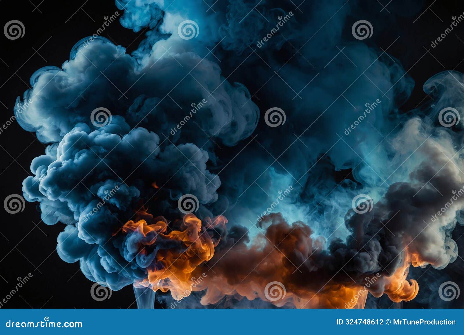 Dynamic and Colorful Display of Smoke and Steam, with Blue and Black ...