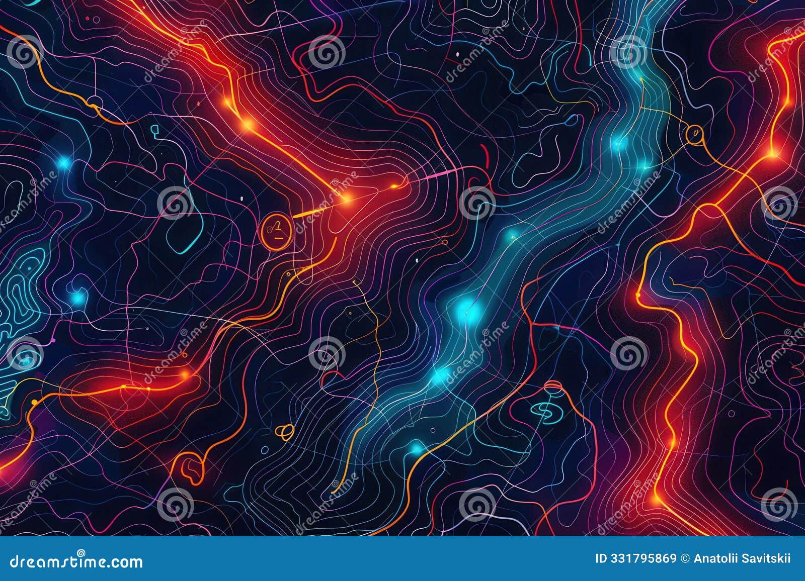Dynamic, Colorful Lines Twist Across a Stylized Map, Representing ...