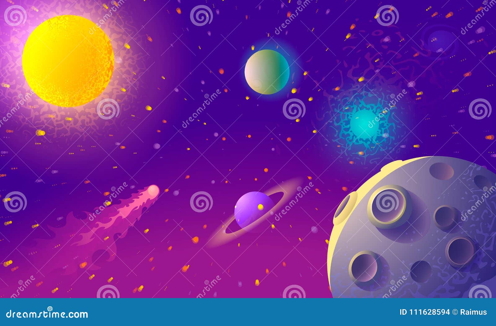 Dynamic Colorful Outer Space Background with Planet in the Foreground ...