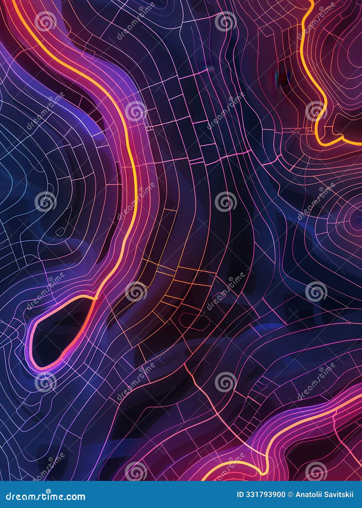 Dynamic, Colorful Routes Traverse a Stylized Map, Representing ...