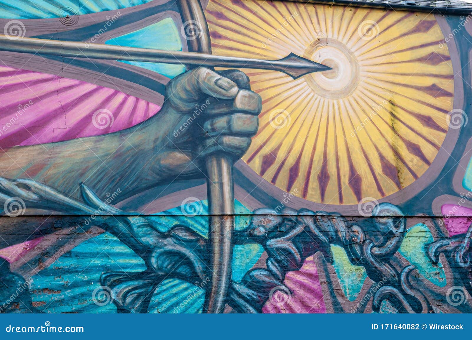 Dramatic wall mural editorial photography. Image of graffiti - 171640082