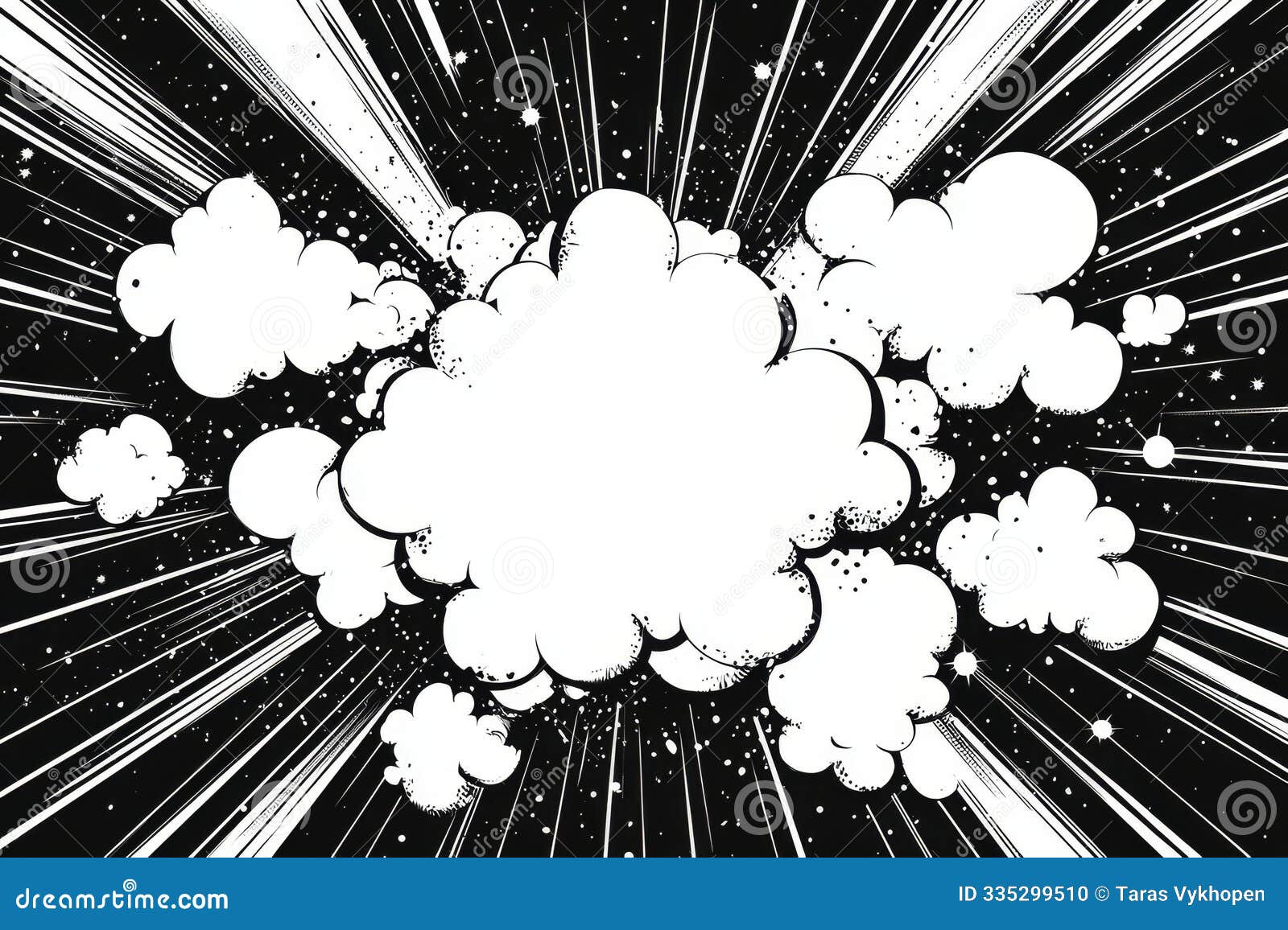 Dynamic Comic Book Explosion Illustration with Vibrant Clouds and ...