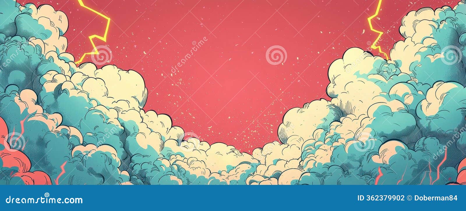 Dynamic Comic Book Style Background with Red Sky and Clouds Stock Photo ...
