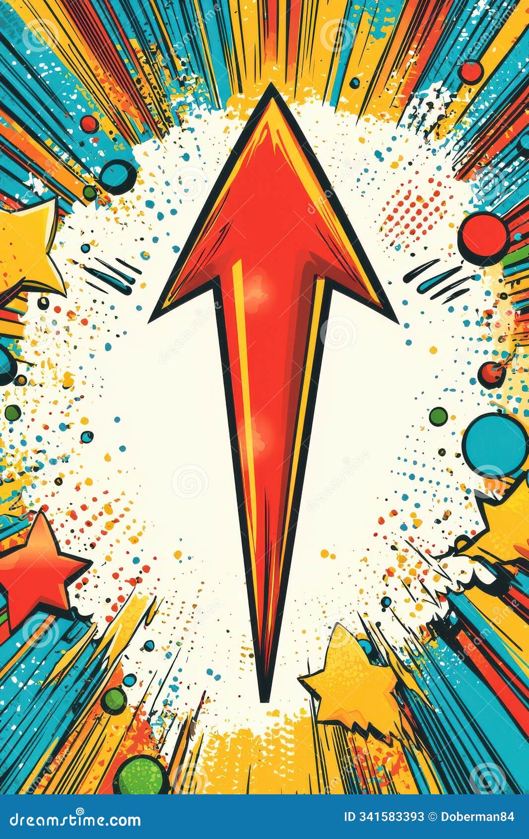 Dynamic Comic Book-style Border With A Bold Arrow Pointing Upward And ...