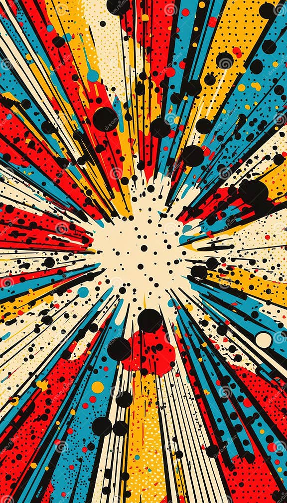 Dynamic Comic Book-style Explosion Pattern with Vibrant Colors and ...