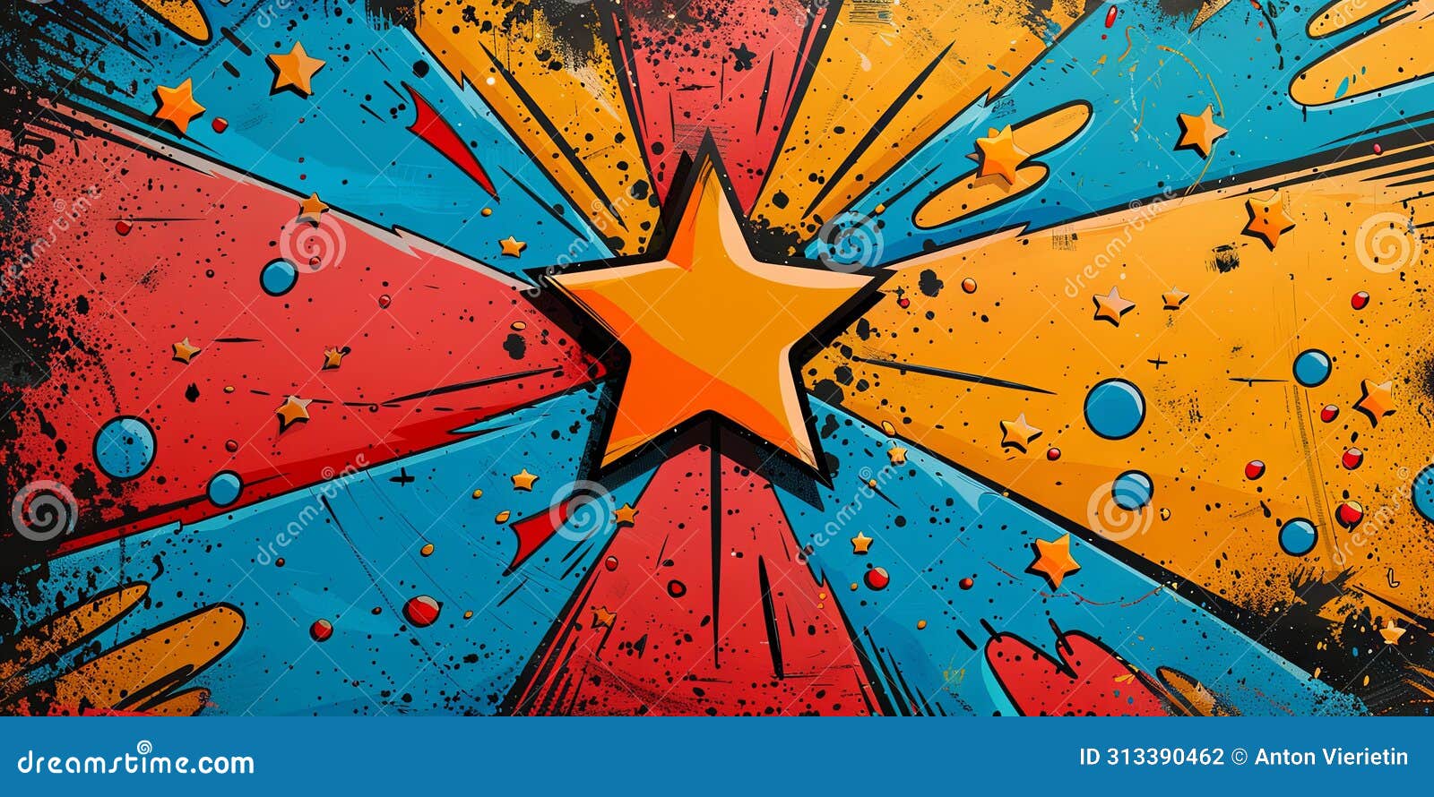 Dynamic Comic Book Style Starburst with Vibrant Colors, Splatter ...