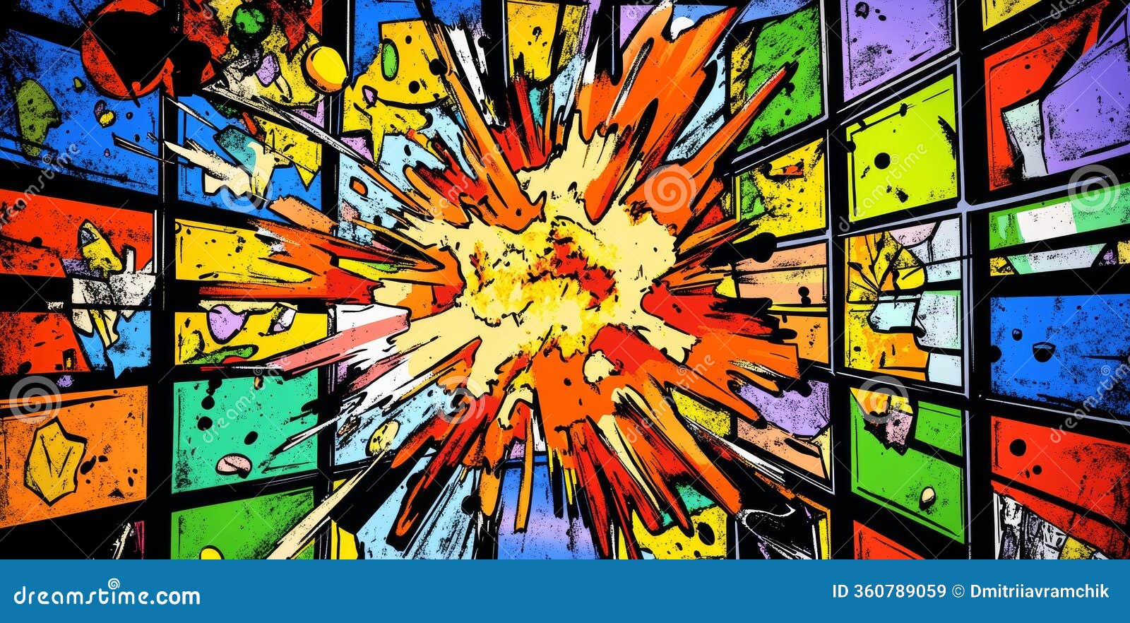 Dynamic Comic Panel Layout with Colorful Explosion Effects ...