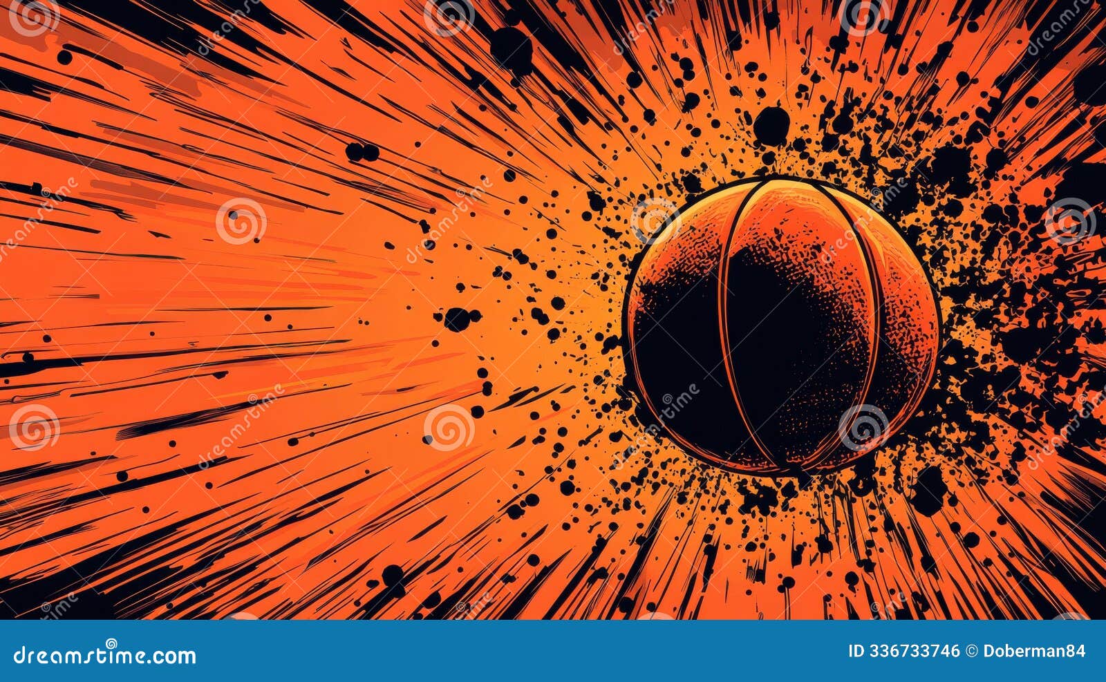 Dynamic Comic-style Basketball Background with Explosive Orange and ...