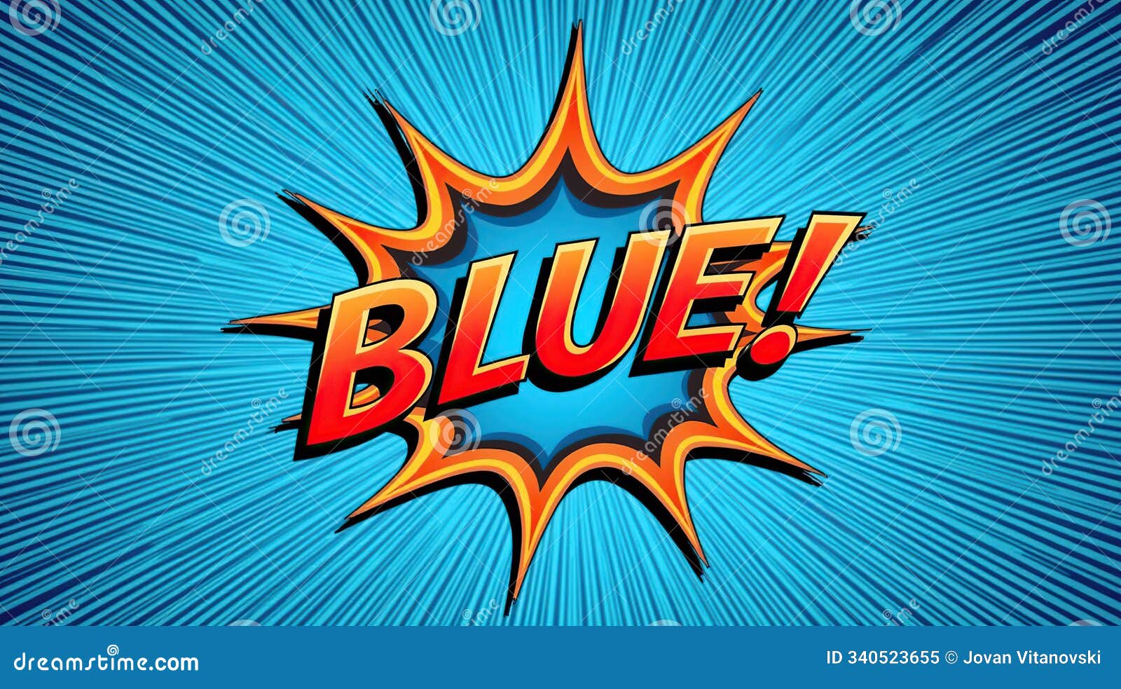 Dynamic Comic Style Burst with the Word Blue in Bold Letters Stock ...