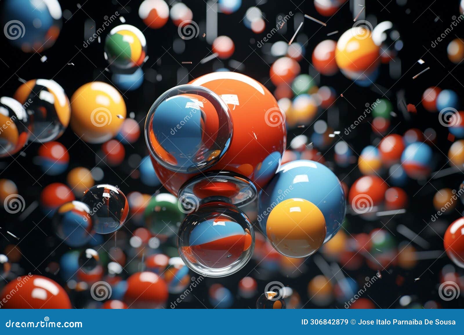 Dynamic Composition of Bouncing Balls and Active. Generative Ai Stock ...