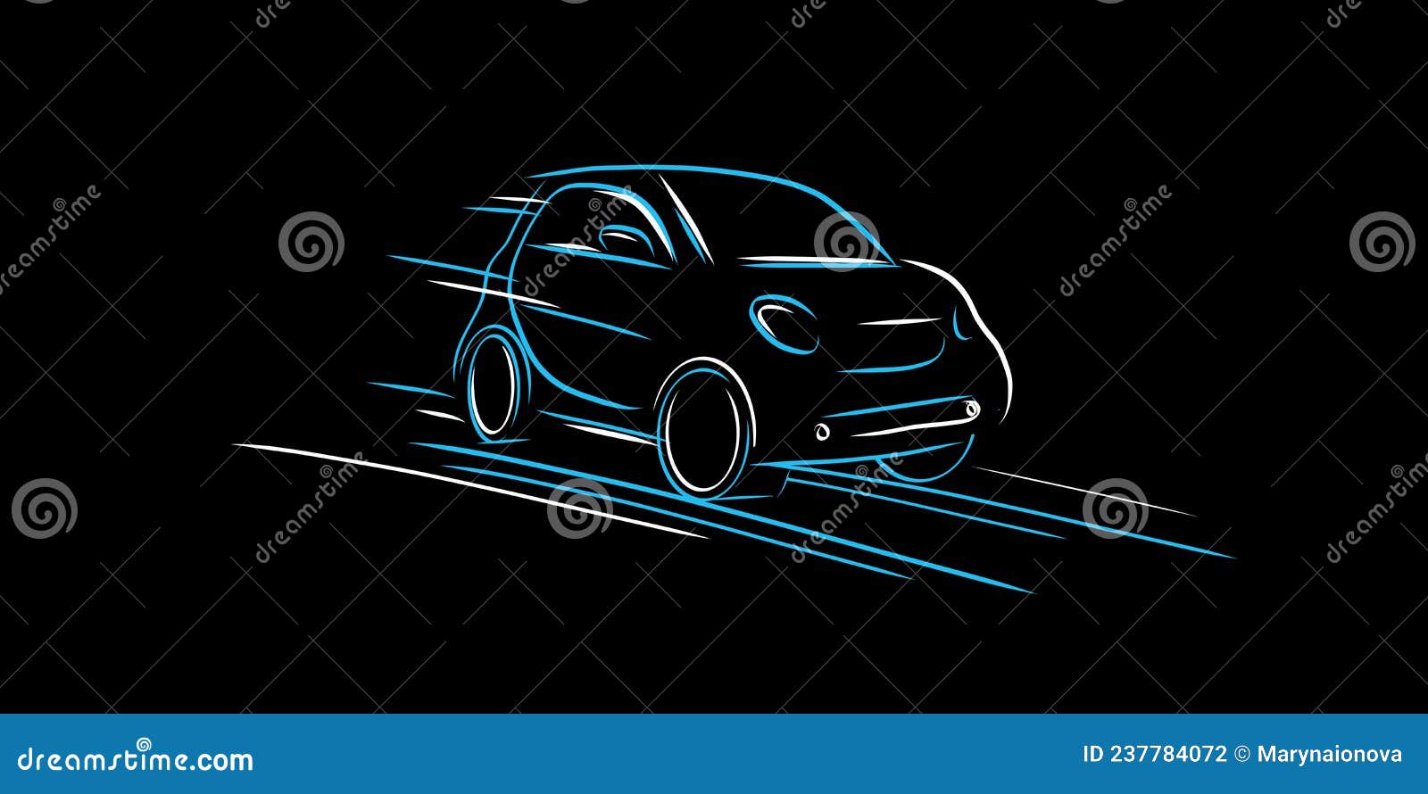 Dynamic Composition with Compact City Car Line Illustration of Vehicle ...