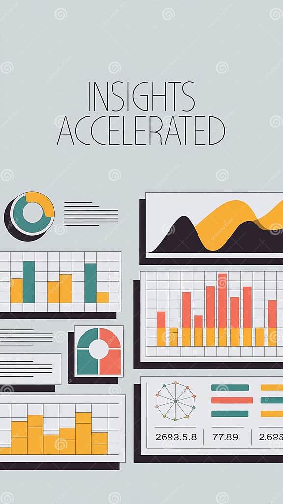 Business Graphs in Teal, Orange, Gray with Text "Insights Accelerated ...