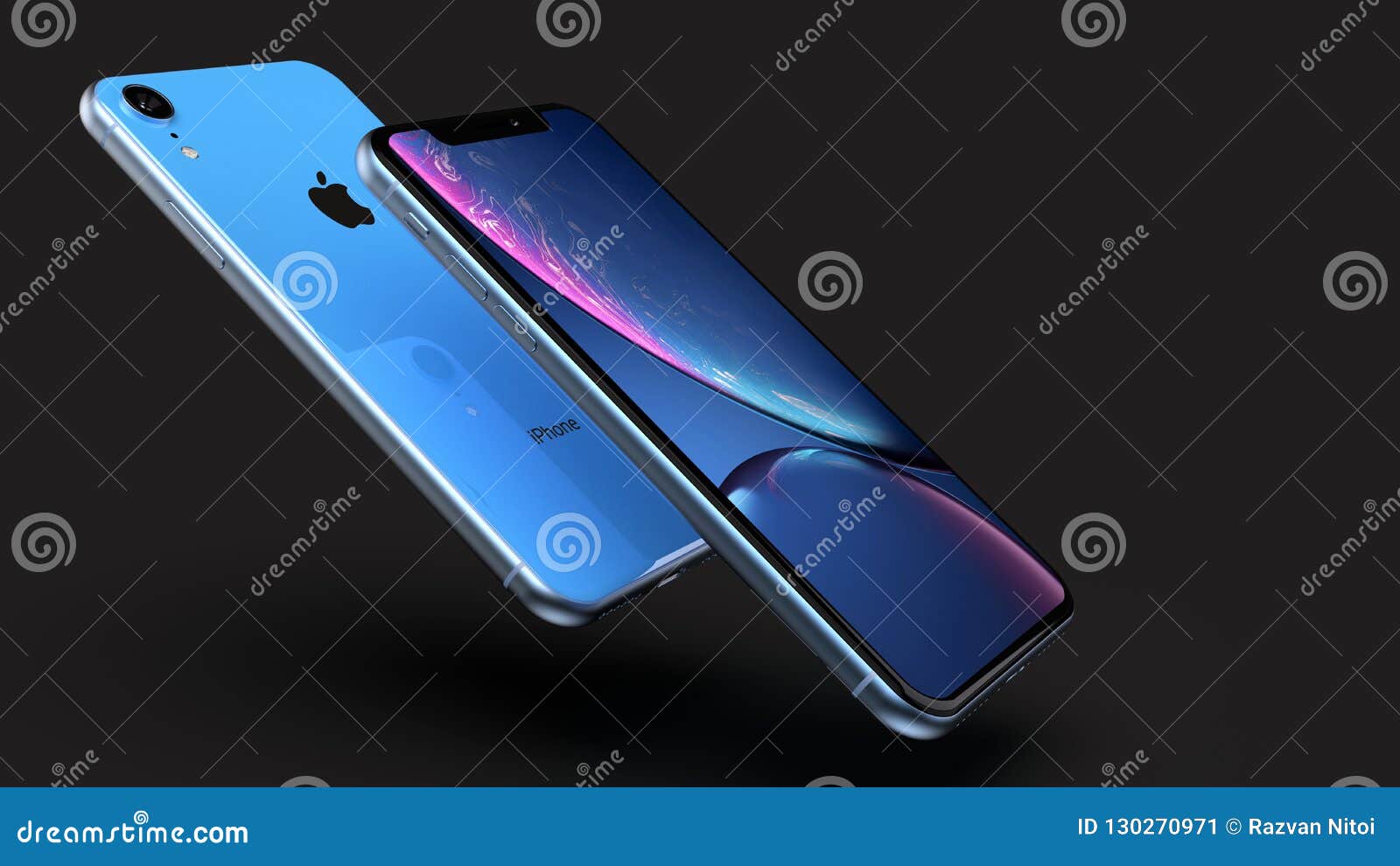 Dynamic Composition of IPhone XR Blue Front Editorial Photo - Image of ...