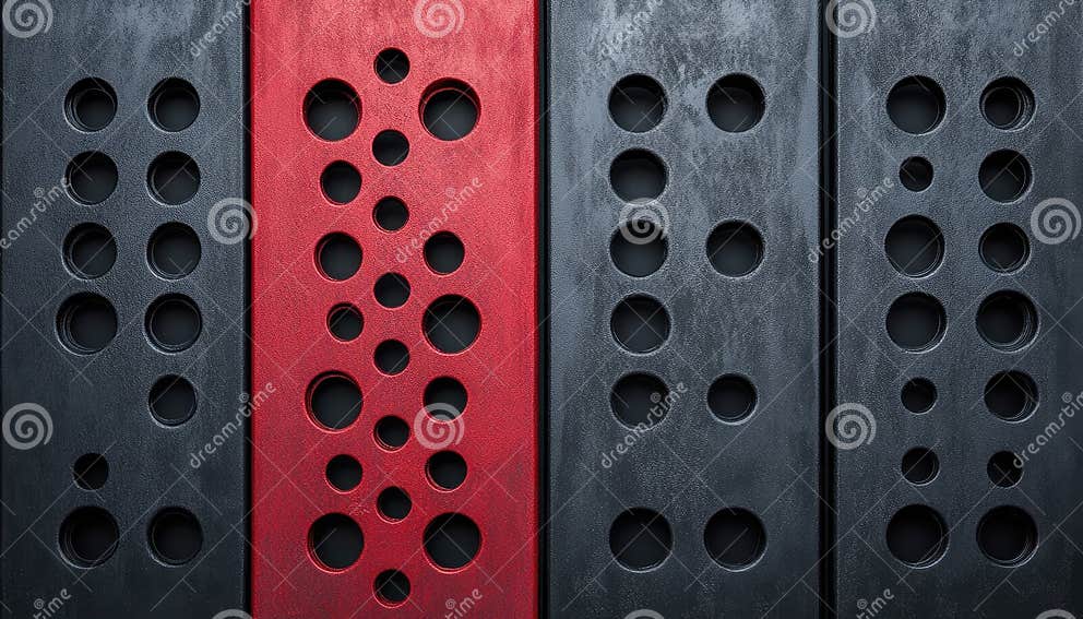 Dynamic Composition of Red and Black Metal Featuring Circular Patterns ...