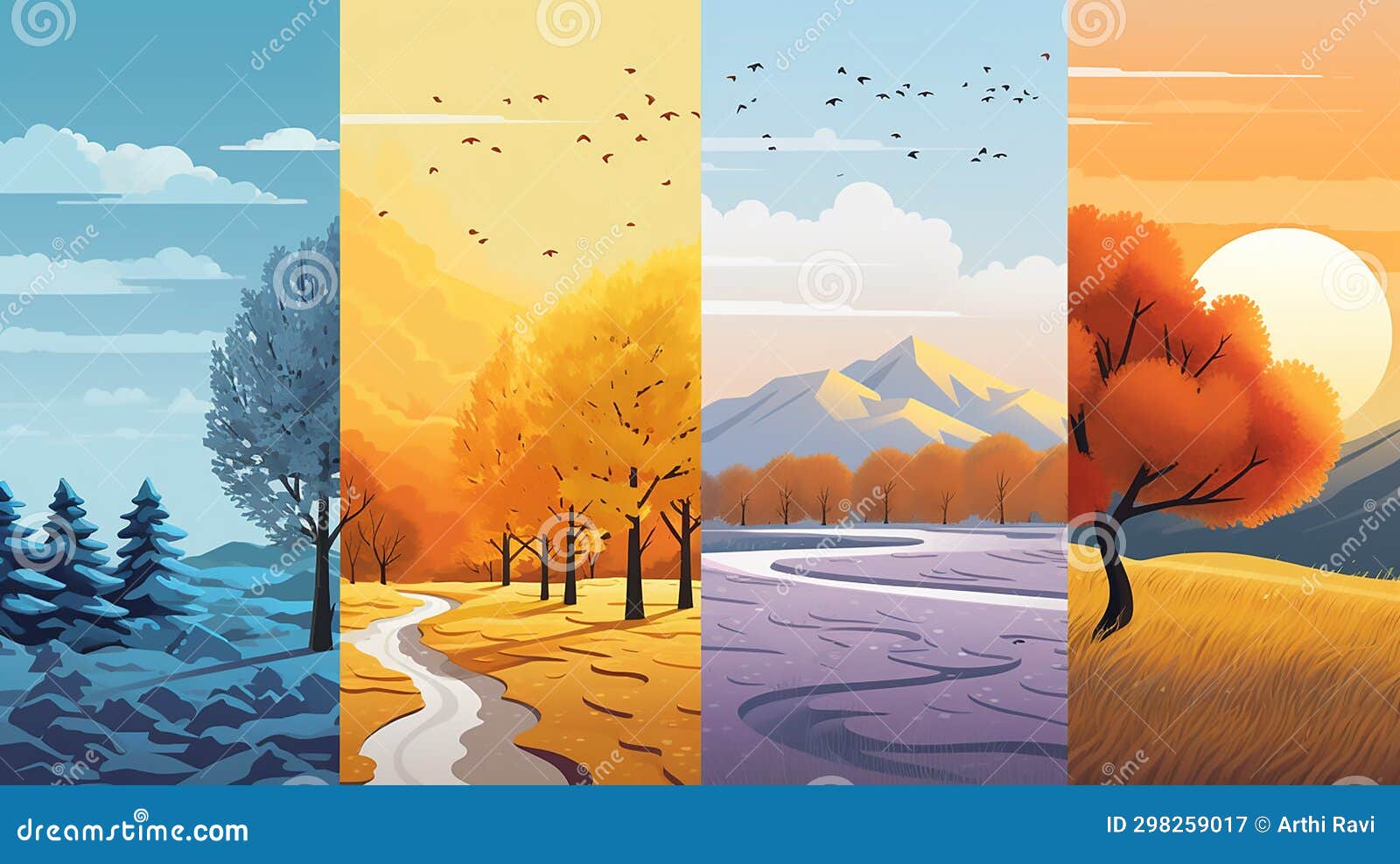 A Dynamic Composition that Visually Flows through the Four Seasons ...