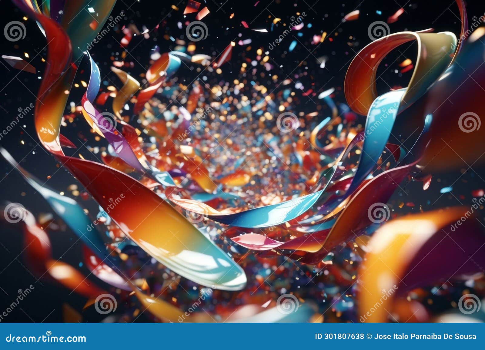 Dynamic Confetti Swirls Forming the Shape of Stock Illustration ...