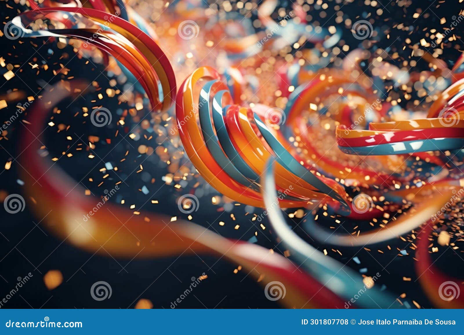 Dynamic Confetti Swirls Forming the Shape of Stock Illustration ...