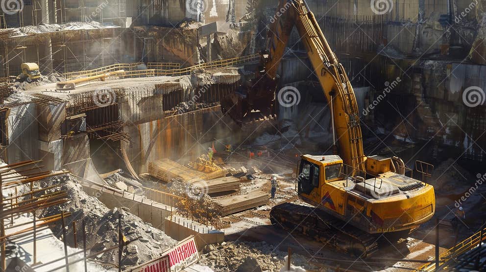 Dynamic Construction Machine in Action on Site, Symbolizing Progress ...