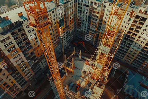 Dynamic Construction Progress at Urban Housing Development Featuring ...
