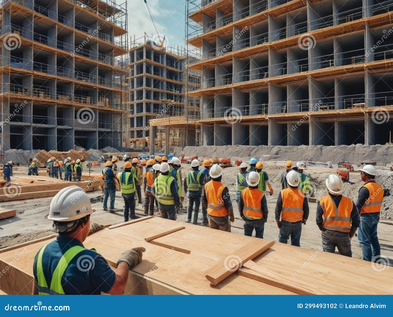 Dynamic Construction Building Progress With Heavy Machinery And ...