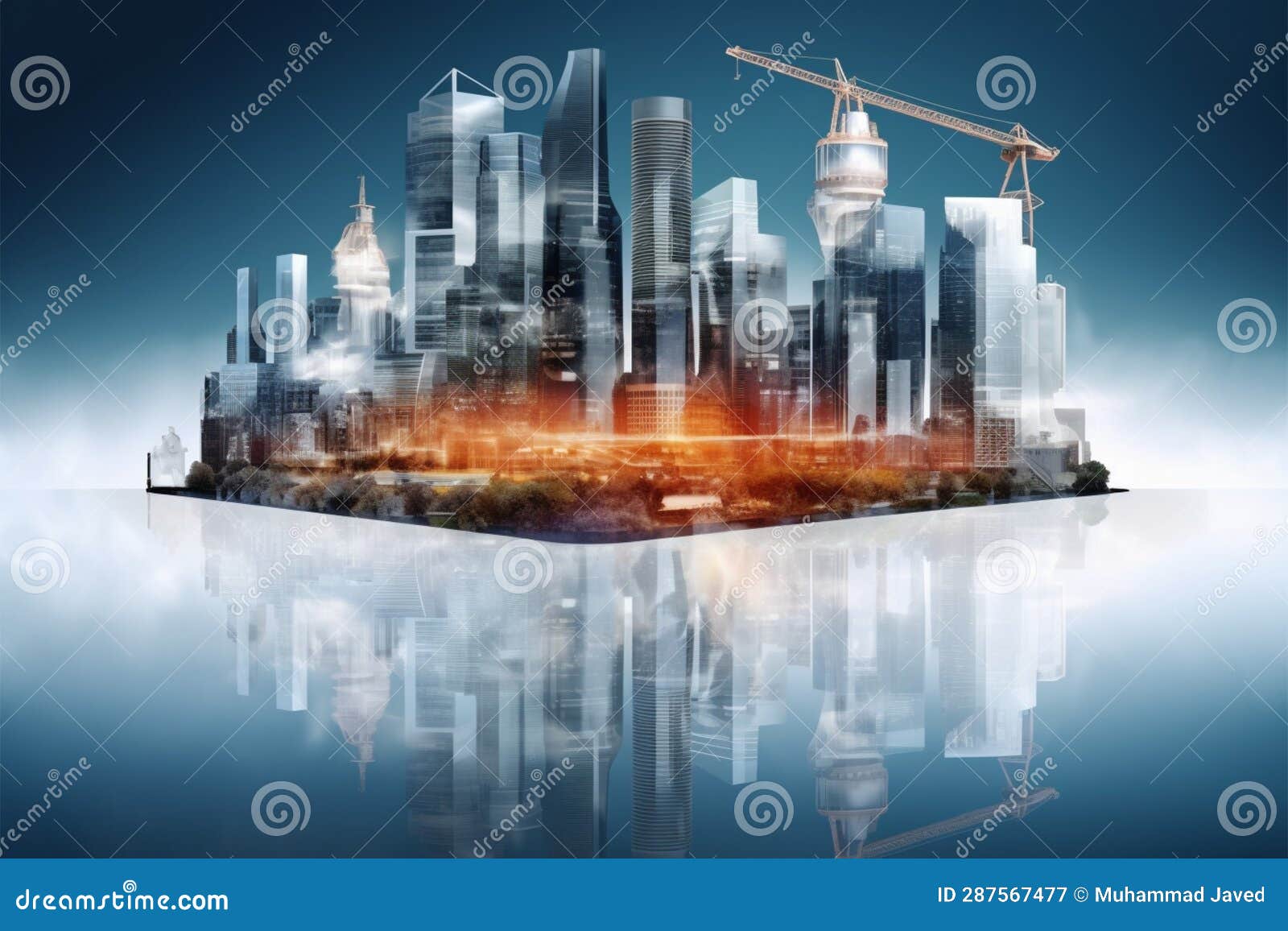 Dynamic Construction Vision Double Exposure Combines Architecture ...