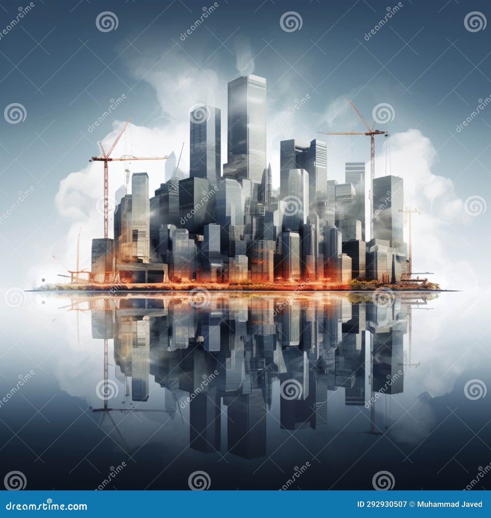 Dynamic Construction Vision Double Exposure Combines Architecture ...