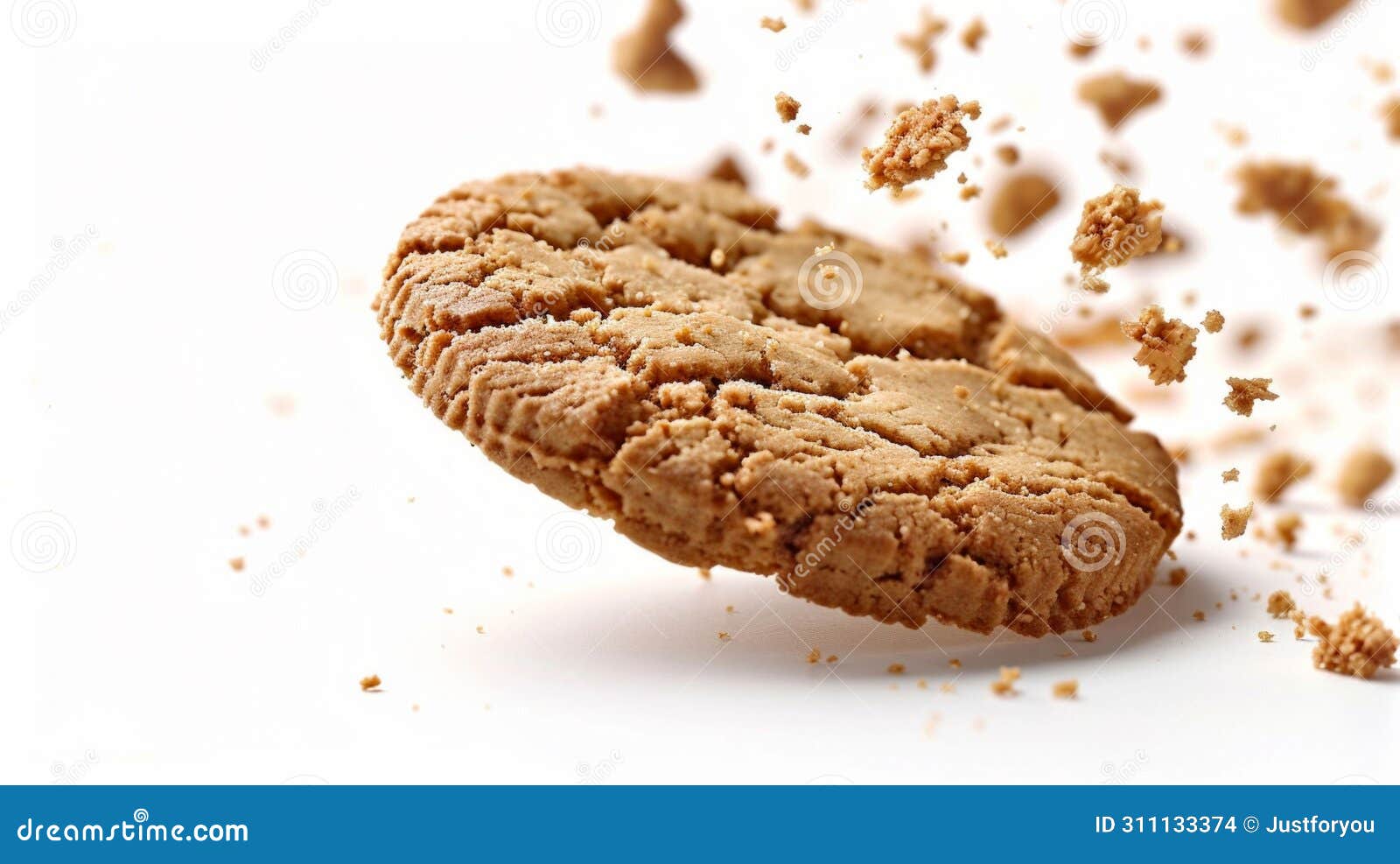 Dynamic Cookie Explosion with Crumbs in Mid-Air. Generative Ai Stock ...