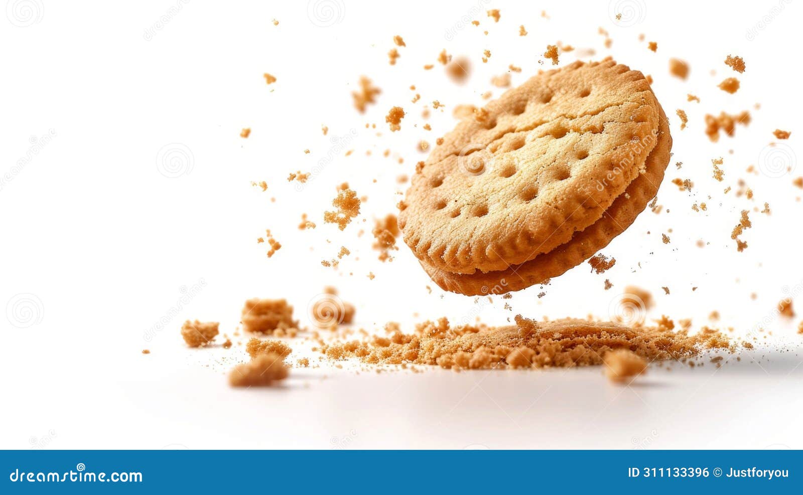 Dynamic Cookie Explosion with Crumbs in Mid-Air. Generative Ai Stock ...