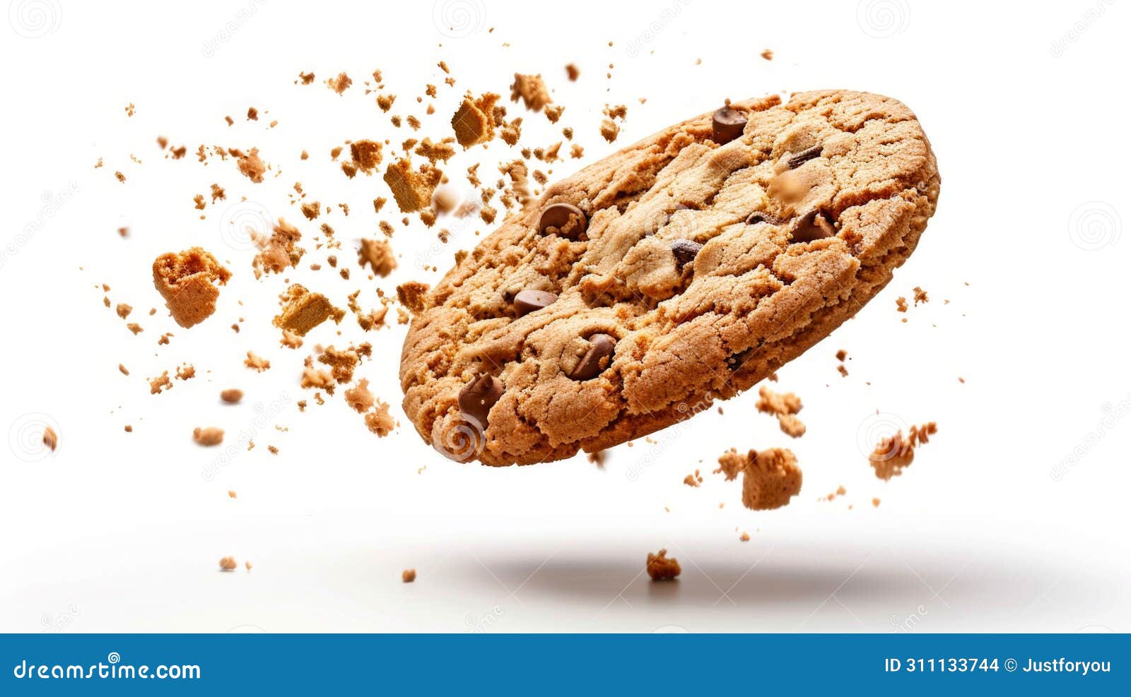 Dynamic Cookie Explosion with Crumbs in Mid-Air. Generative Ai Stock ...