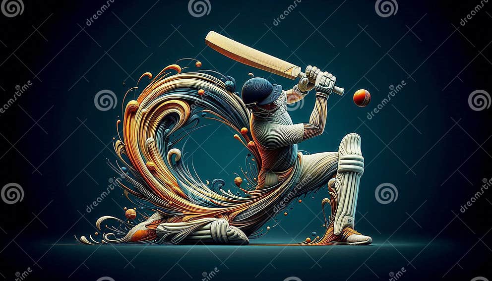 Dynamic Cricket Action with Fluid Motion Effects Stock Illustration ...