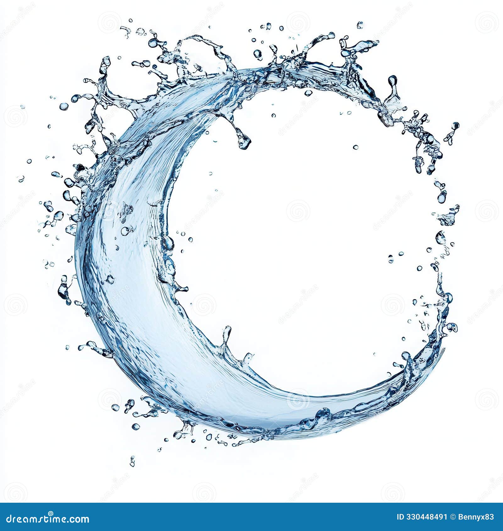 Curved Water Splash Captured on a White Background Showcasing Fluid ...
