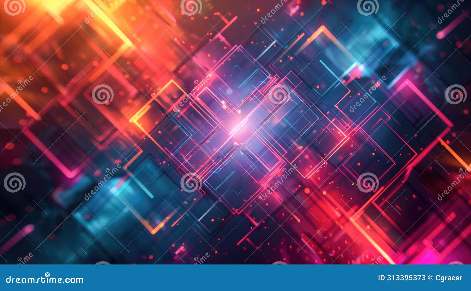 A Dynamic Cyber Network Comes To Life with Intense Neon Lighting and ...