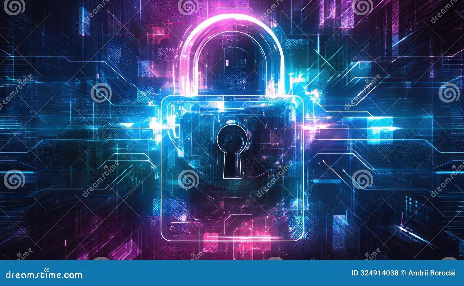 Dynamic Cybersecurity Lock with Gradient Colors. Stock Illustration ...