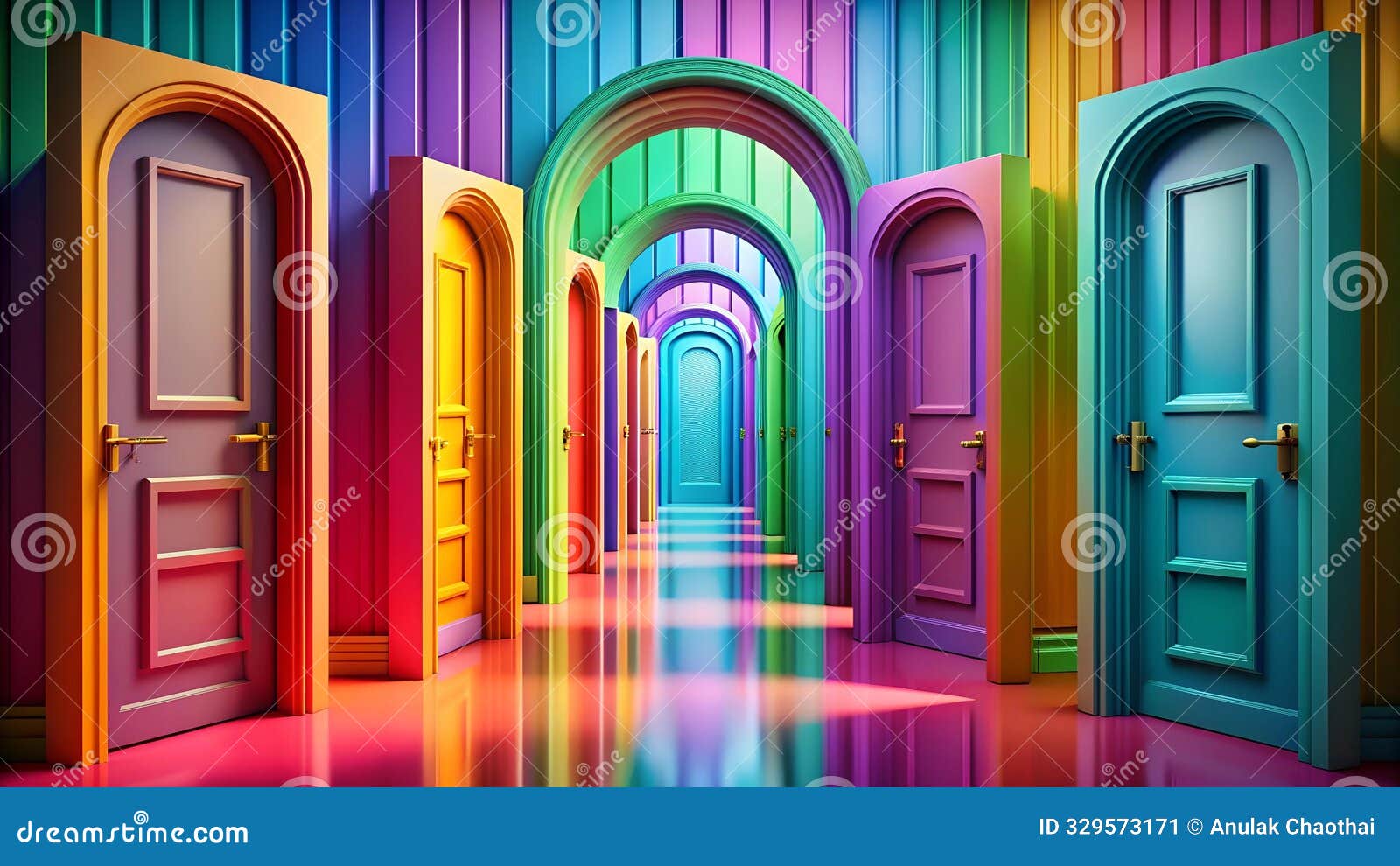 A Dynamic 3D Animation of Doors Forming a Continuous Abstract Pathway ...