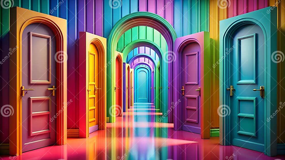 A Dynamic 3D Animation of Doors Forming a Continuous Abstract Pathway ...