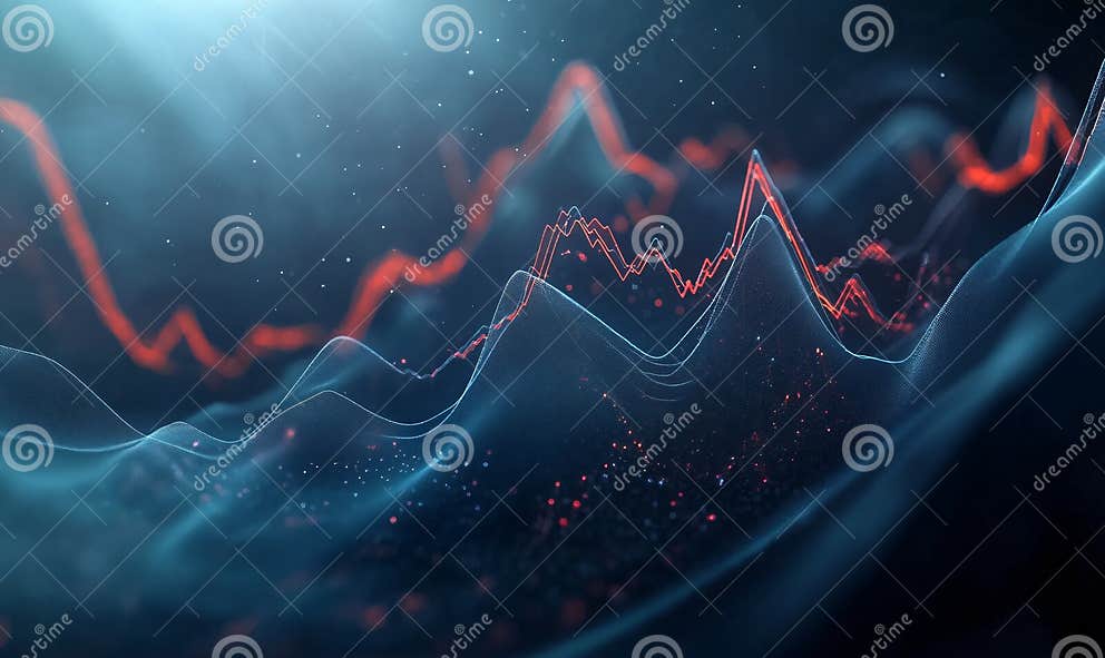 Dynamic 3D Data Waves with Peaks and Flowing Lines, Futuristic and ...