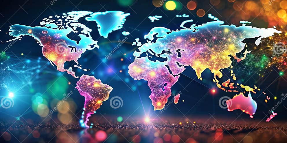 Dynamic 3D Glowing World Map a Visual Representation of Global ...