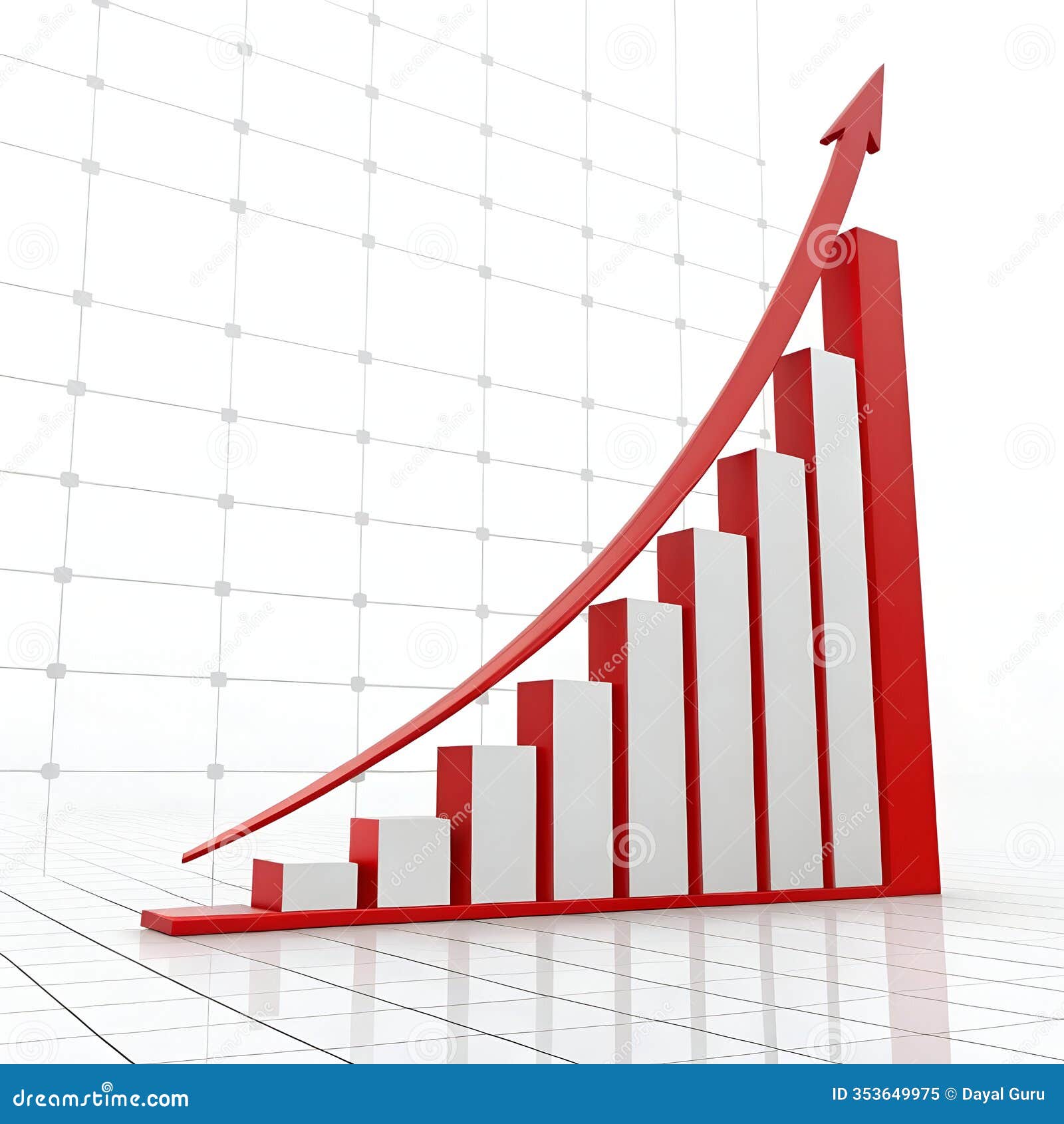 Dynamic 3D Growth Graph on White Background Stock Illustration ...