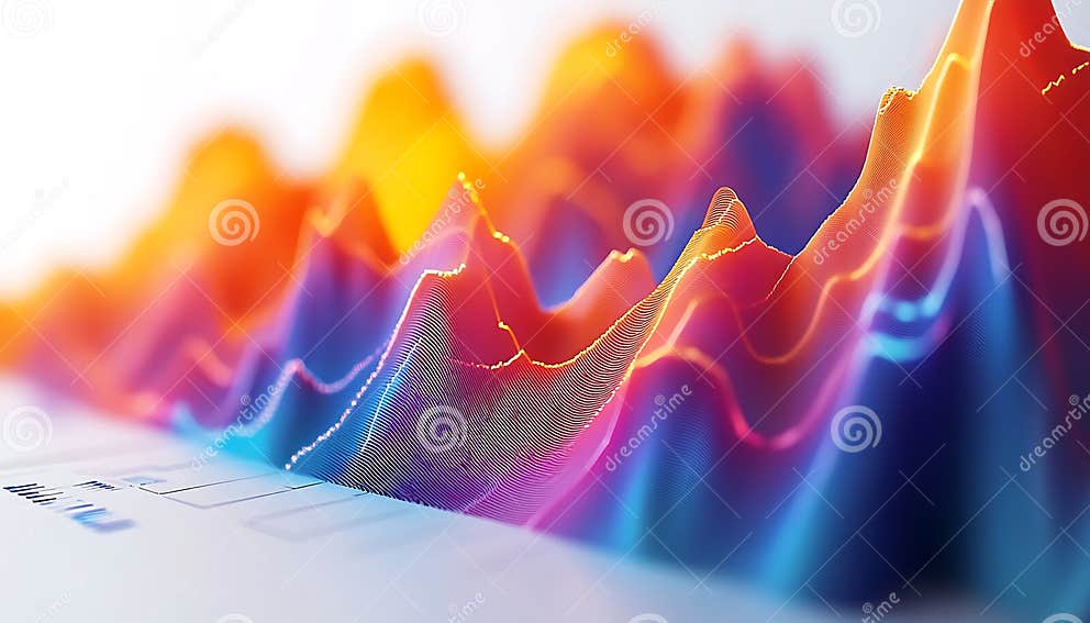 Dynamic 3D Line Graph with Bold Hues on White Canvas Stock Illustration ...